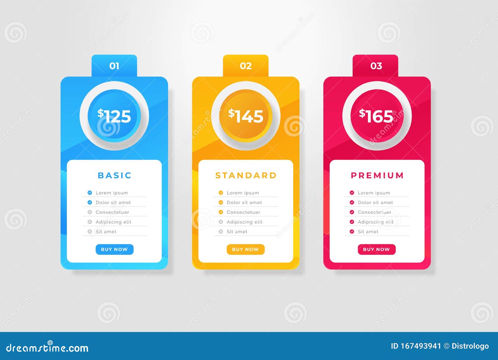 Modern Colorful Pricing Table Template. Price List Vector Design ... Modern Colorful Pricing Table Template. Price List Vector Design ...