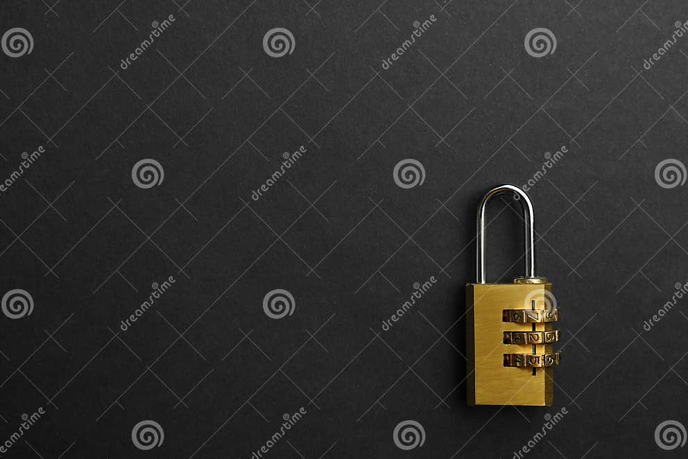Modern Combination Lock on Black Background, Top View. Space for Text ...