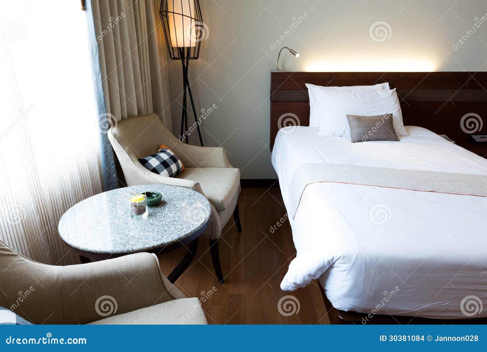 Modern Comfortable Hotel Room Stock Photo - Image of night, design ...