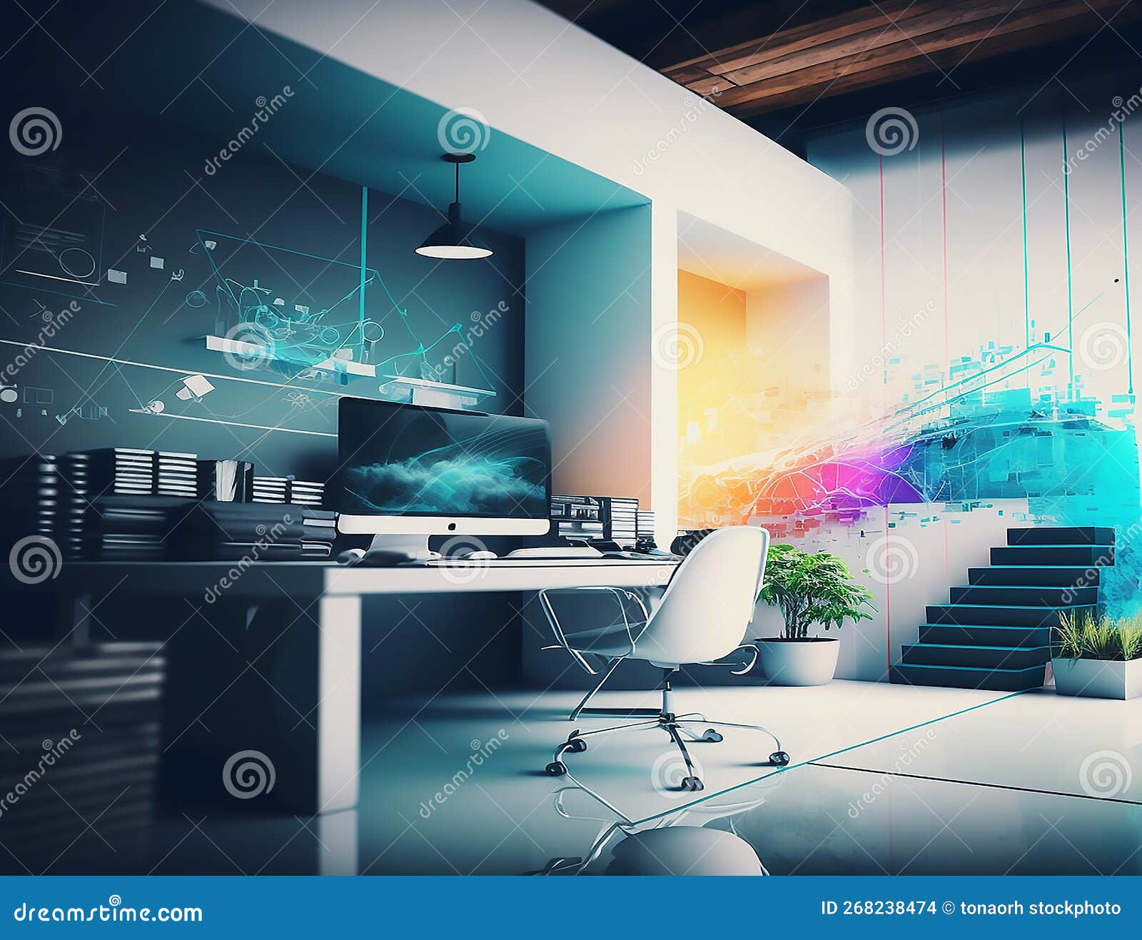 Modern and Comfortable Office Interior Design Stock Illustration ...