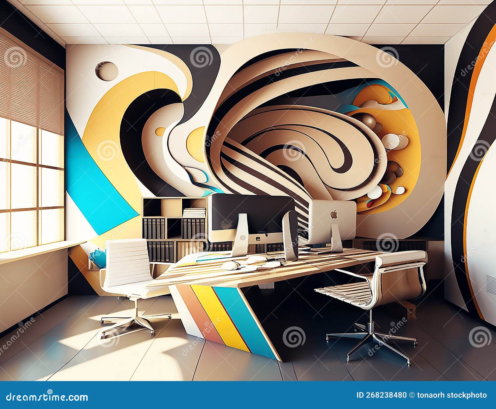 Modern and Comfortable Office Interior Design Stock Illustration ...