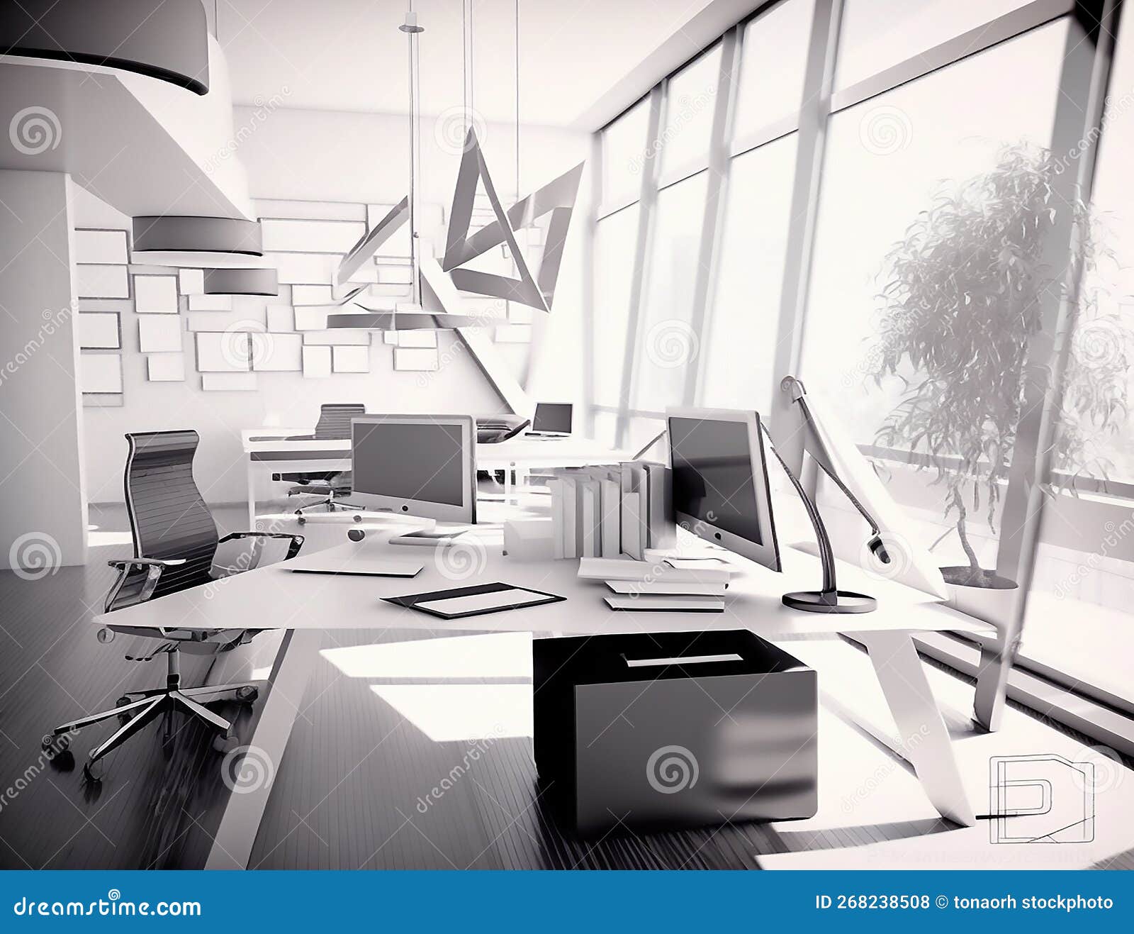 Modern and Comfortable Office Interior Design Stock Illustration ...