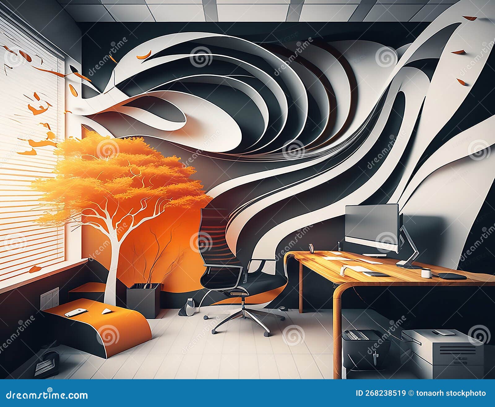 Modern and Comfortable Office Interior Design Stock Illustration ...
