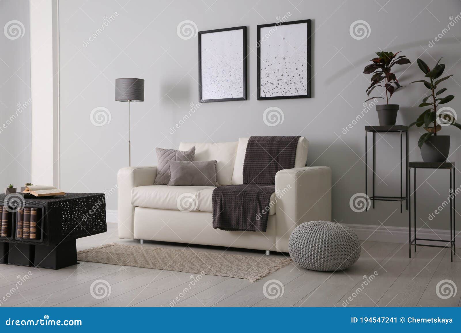 Modern Comfortable Sofa in Living Room Interior Stock Image - Image of ...
