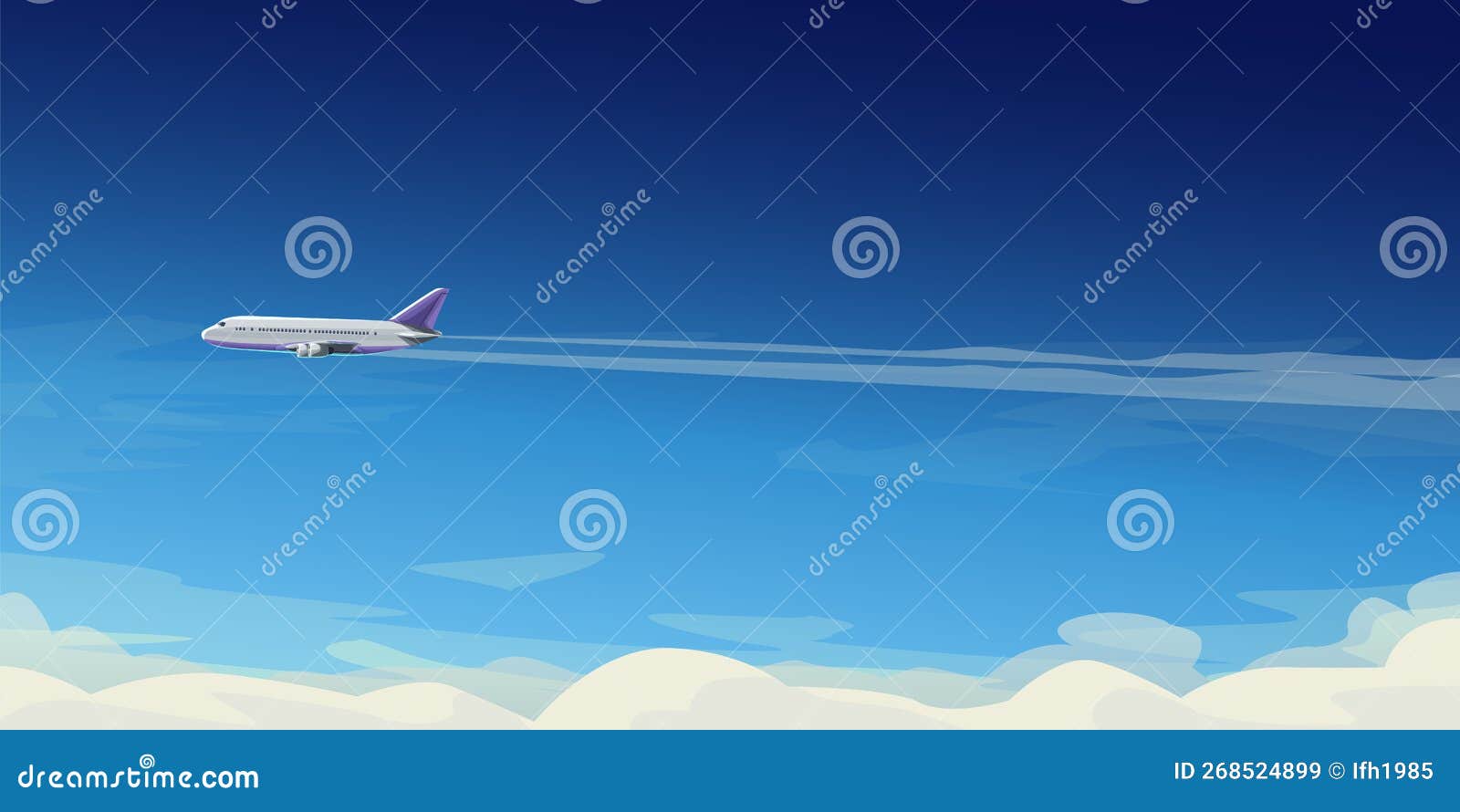 Modern Commercial Airplane Side View Above Clouds Stock Vector ...