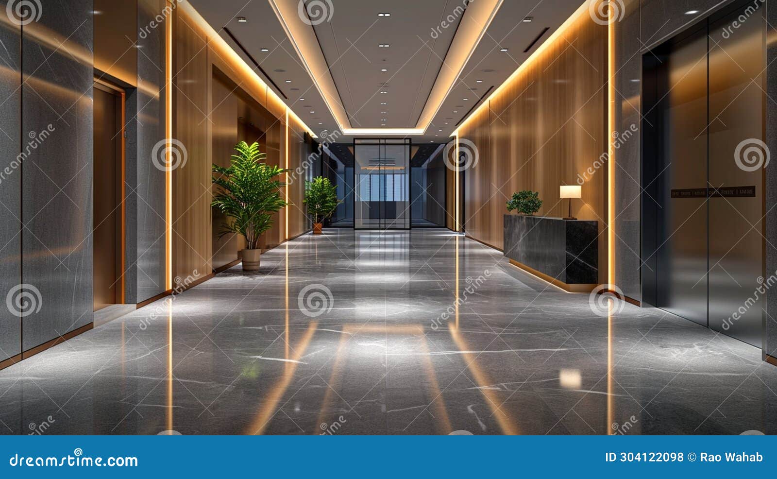 Modern Commercial Building Lobby, Office Corridor, Hotel Passageway ...