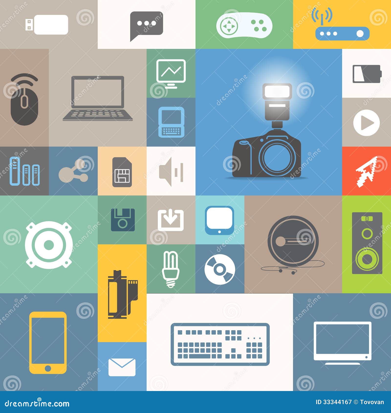 Modern communication icons stock vector. Illustration of monitor - 33344167