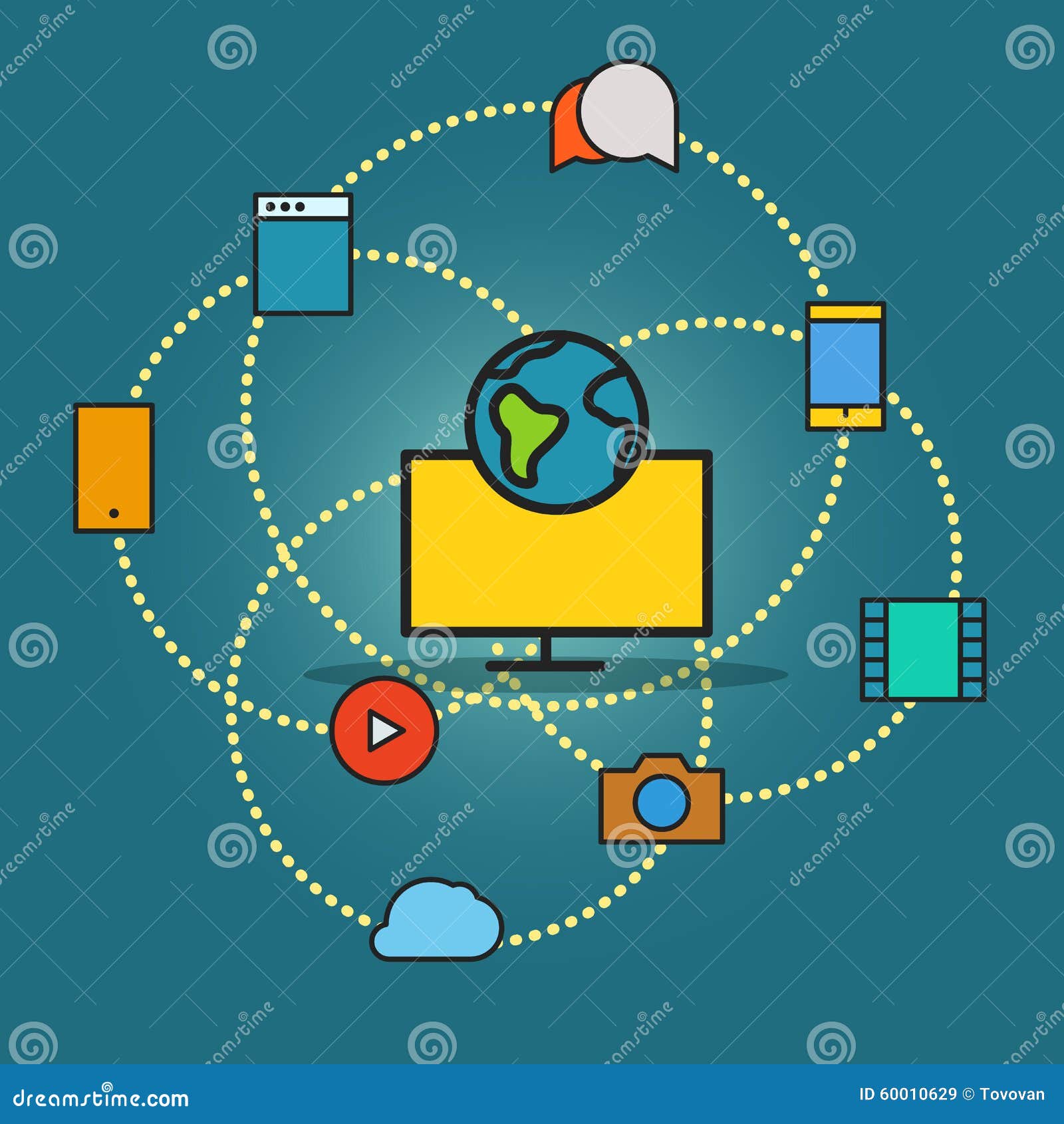 Modern Communication Scheme. Flat Design Stock Vector - Illustration of ...