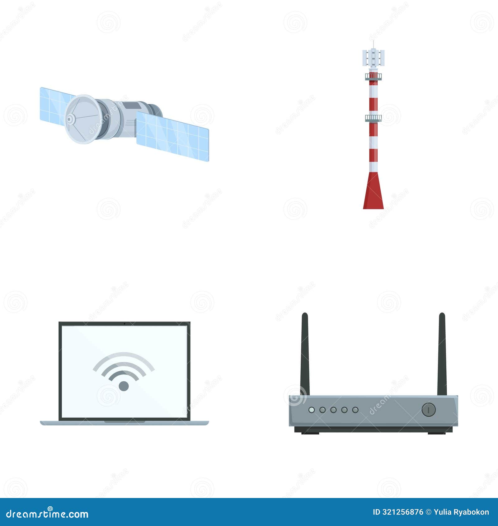 Modern Communication Technology Icon Set Stock Vector - Illustration of ...