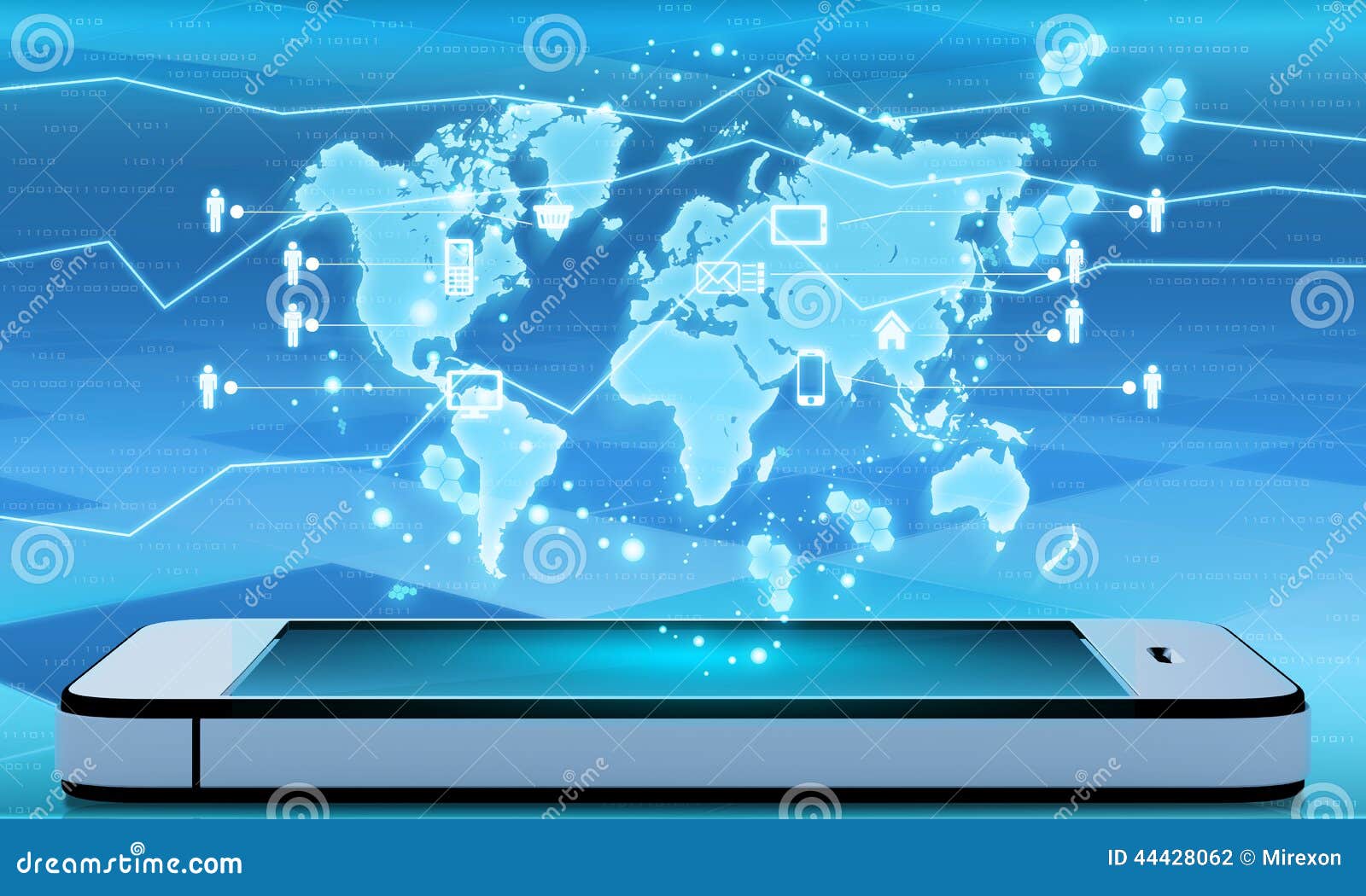 Modern Communication Technology With Mobile Phone Stock Illustration ...