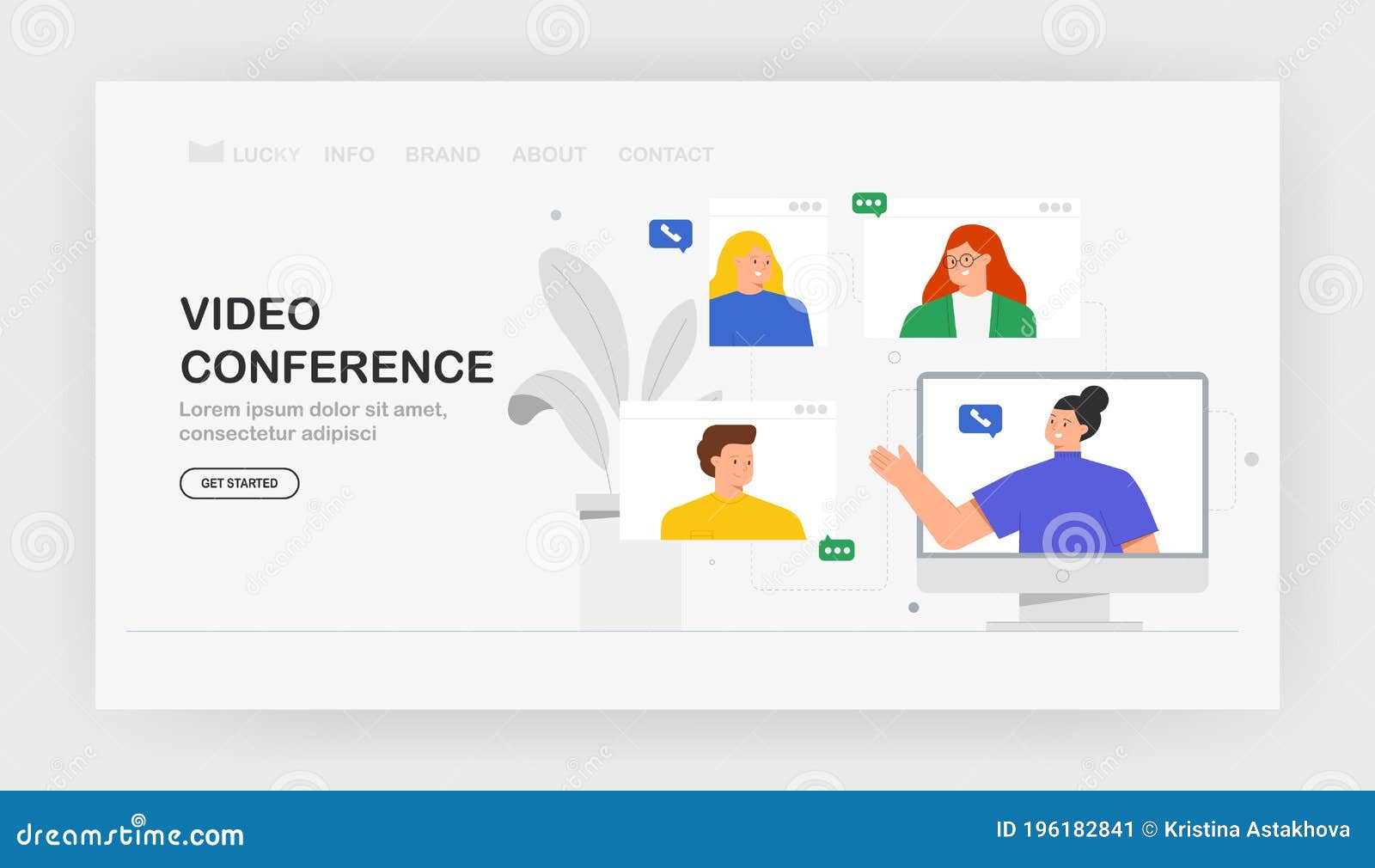 Modern Communication Vector Trendy Illustration Video Call Concept ...