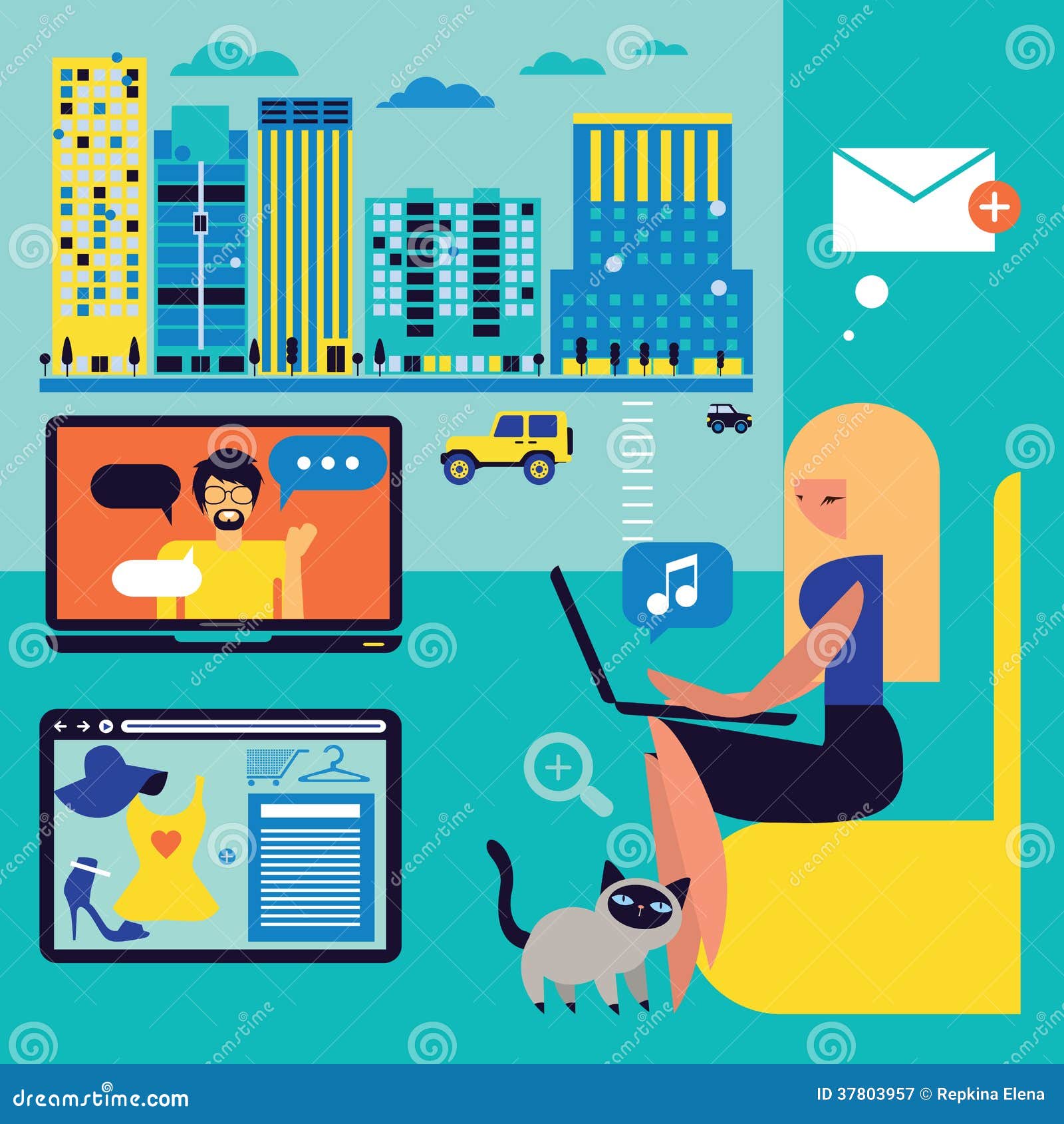 Modern Communications Illustration Stock Vector - Illustration of chair ...