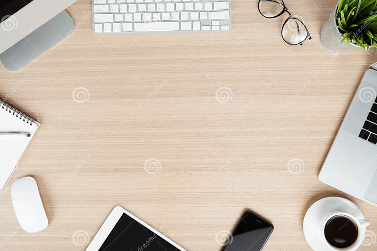 Modern Communicator on Work Desk Top View Angle Stock Image - Image of ...