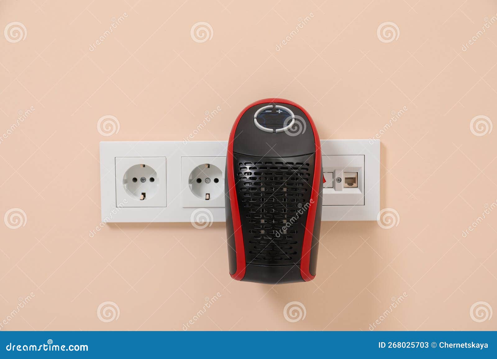 Modern Compact Electric Heater Charging from Socket Indoors Stock Image ...