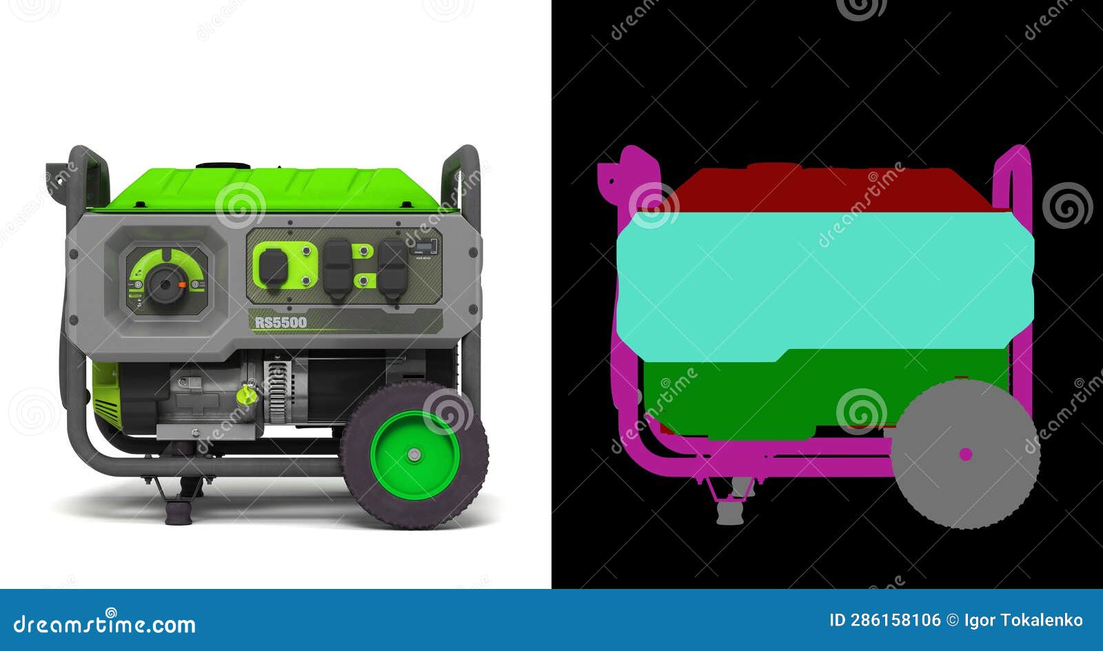 Modern Compact Electrical Generator Front View 3d Render on White with ...