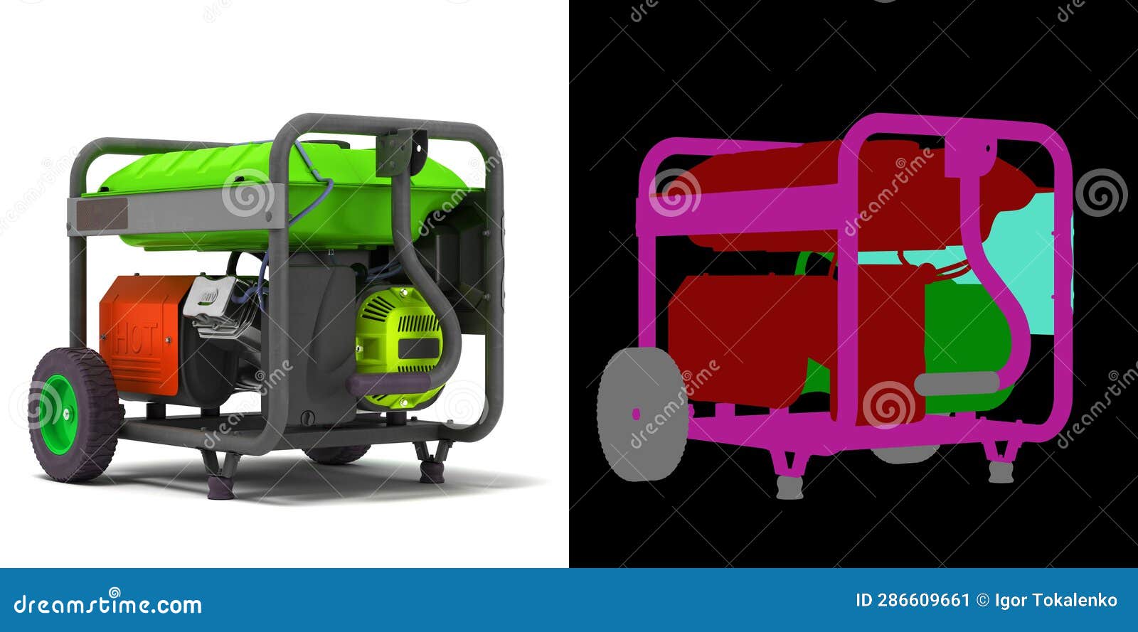 Modern Compact Electrical Generator Perspective Back and Left Side View ...