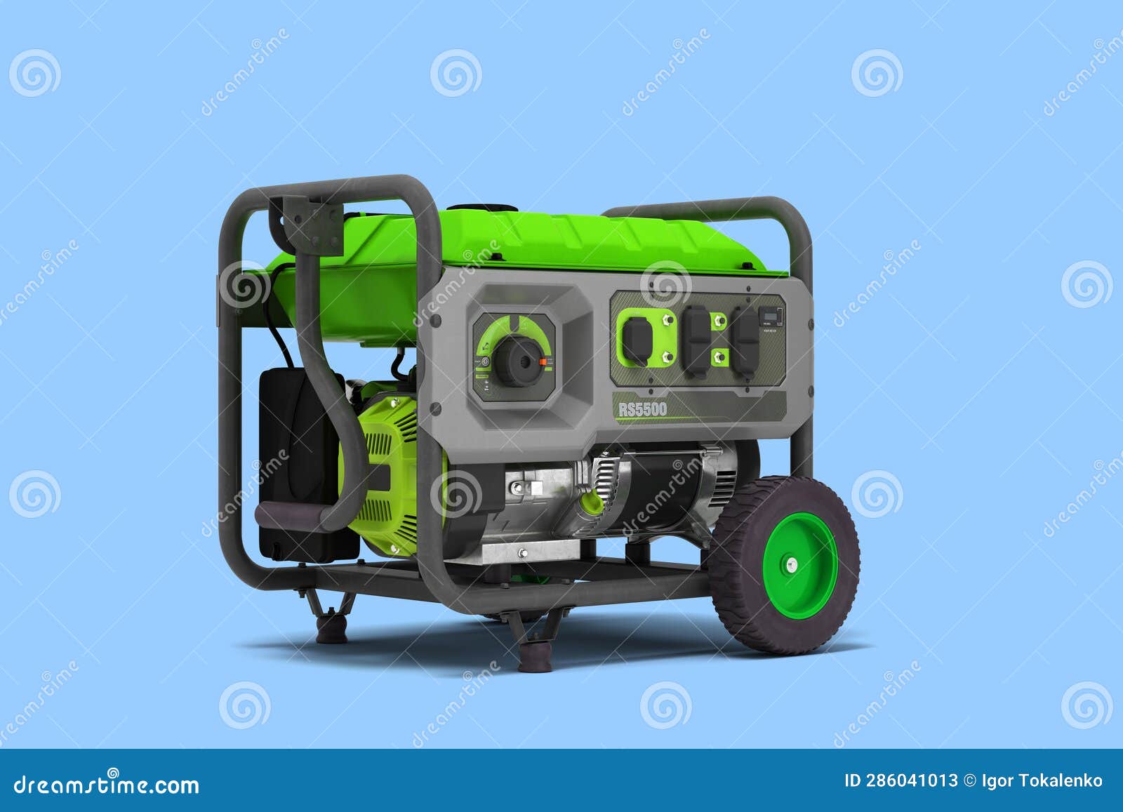 Modern Compact Electrical Generator Perspective View 3d Render on Blue ...