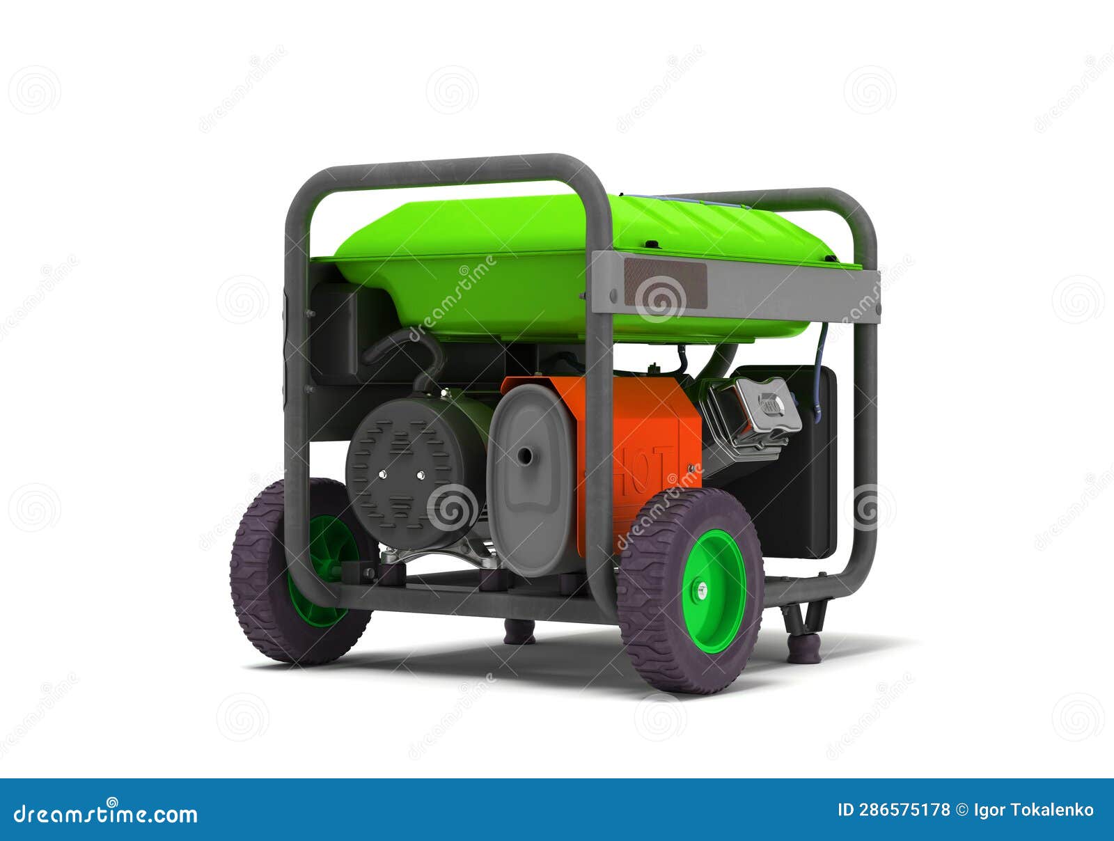 Modern Compact Electrical Generator Right Side View 3d Render on White ...