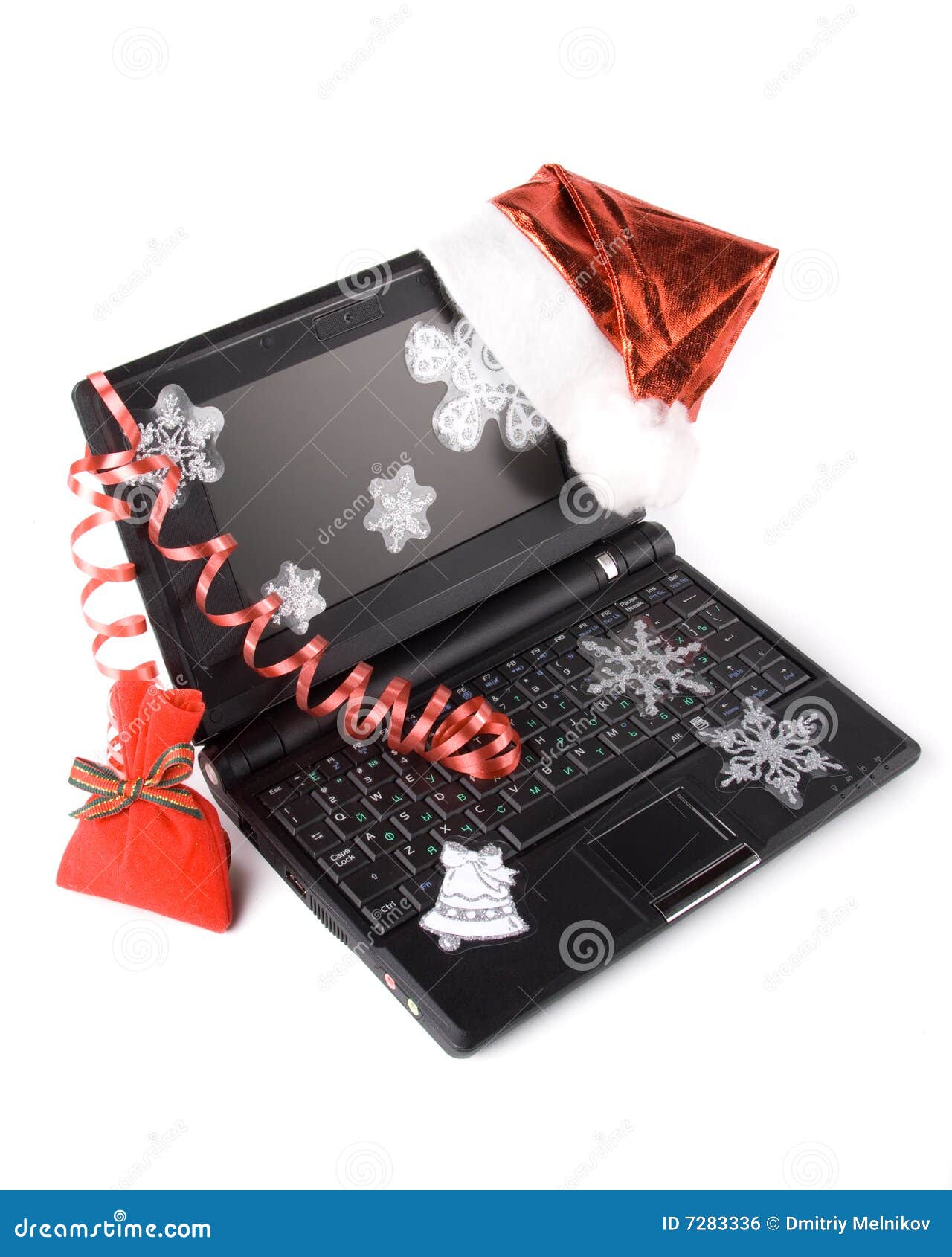 Modern Compact Notebook with Christmas Decoration Stock Photo - Image ...