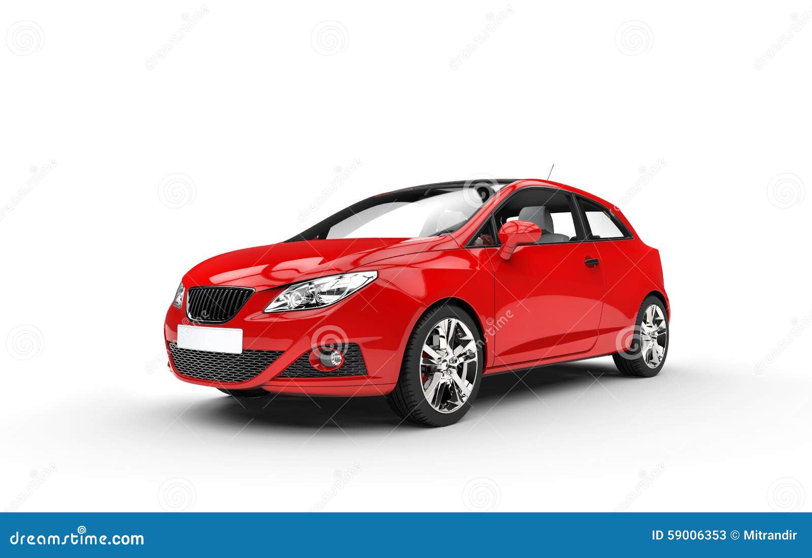 Modern Compact Red Car - Front View Stock Illustration - Illustration ...