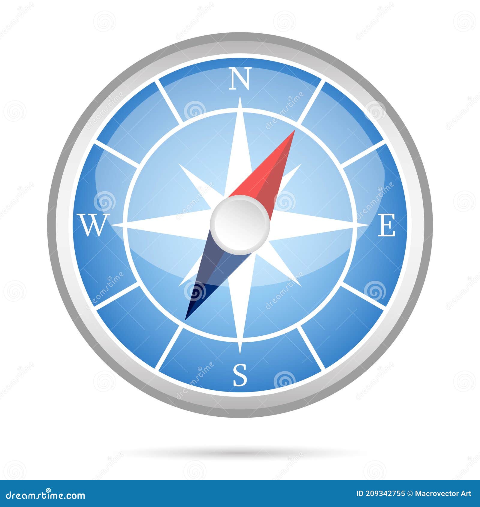 Modern compass icon stock vector. Illustration of button - 209342755