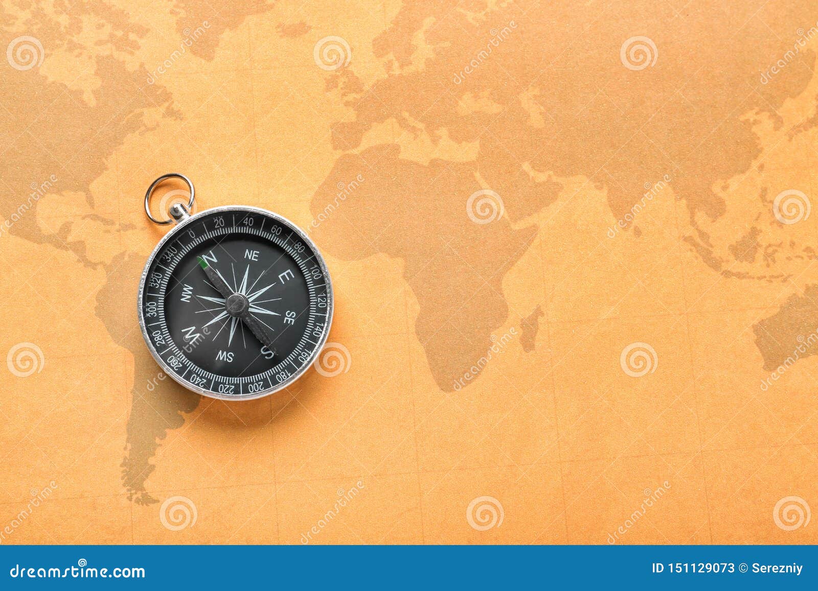 Modern Compass on Vintage World Map. Travel Planning Concept Stock ...