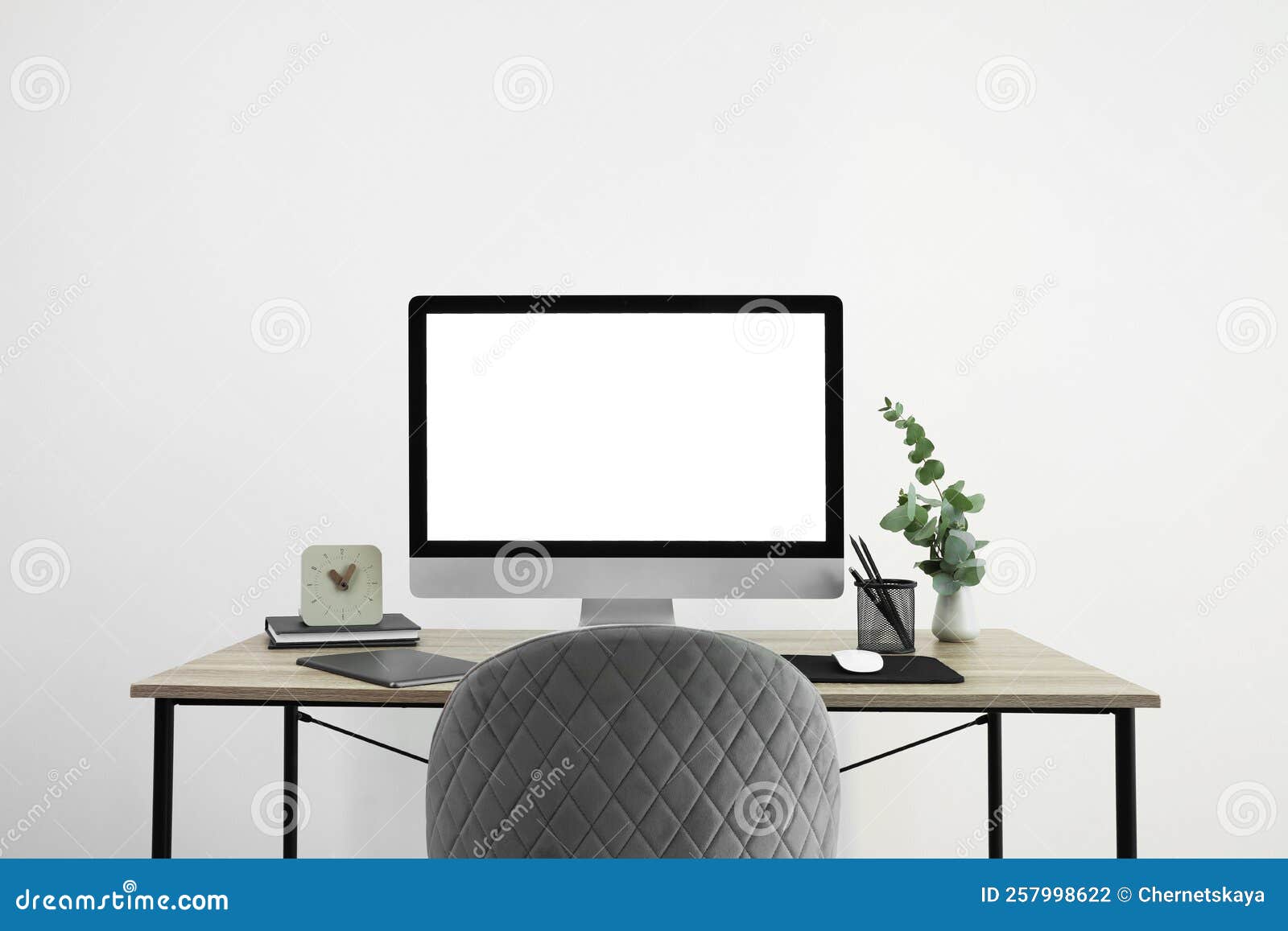 Modern Computer with Blank Screen on Desk, Space for Design ...