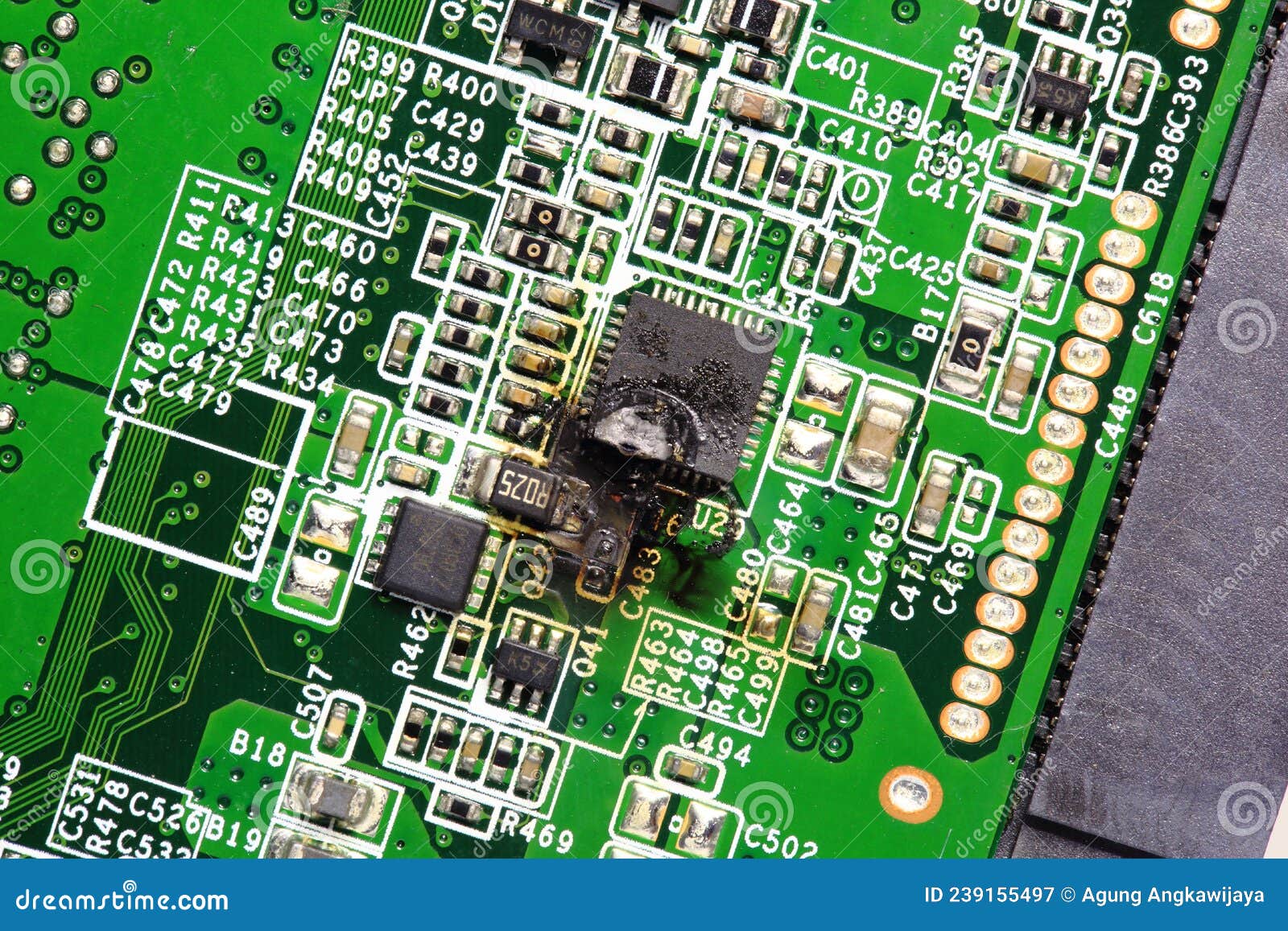 Modern Computer Connection Ports Mainboard Damaged Chip Stock Image ...