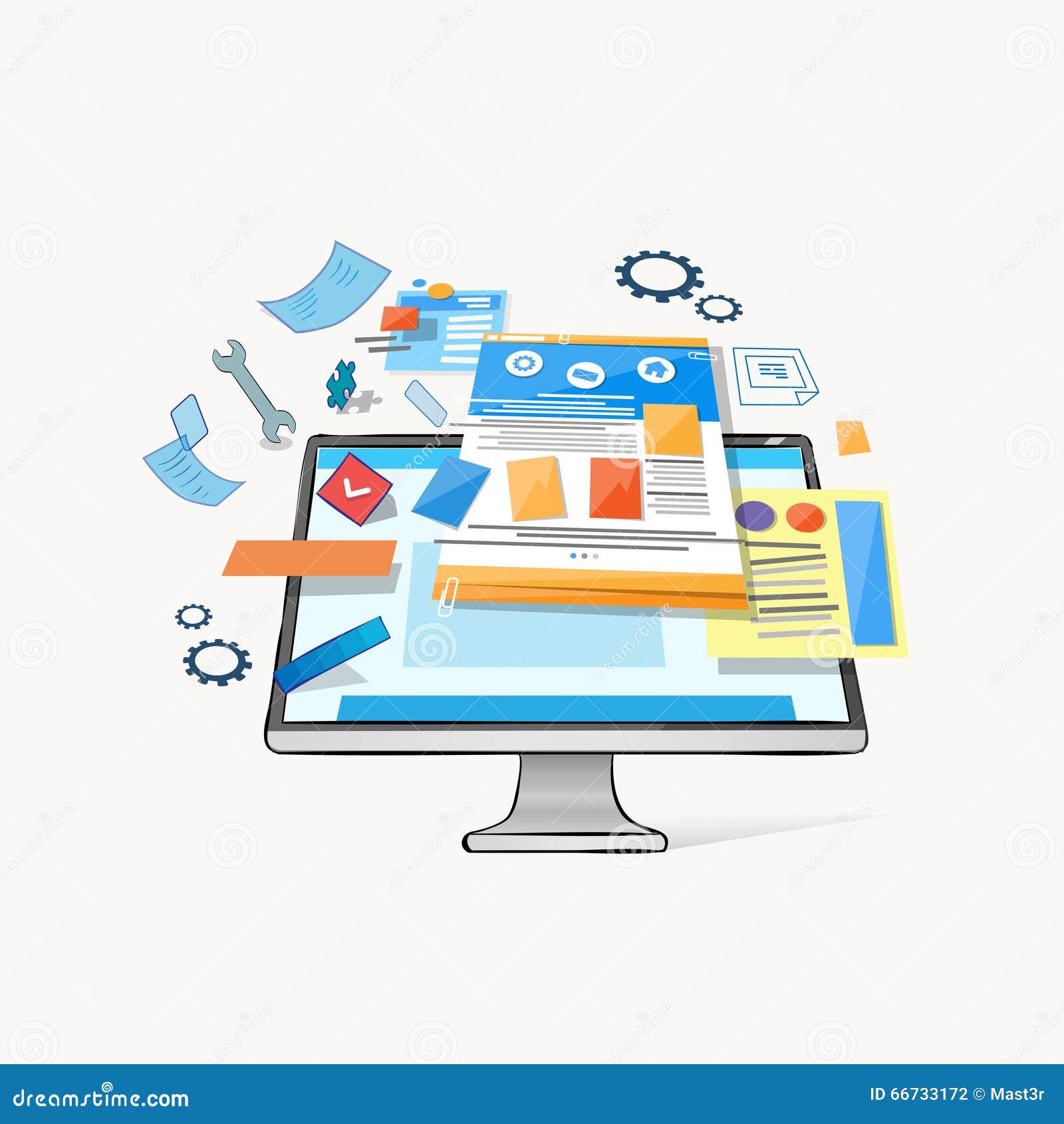 Modern Computer Desktop Monitor Application Icons Stock Vector ...