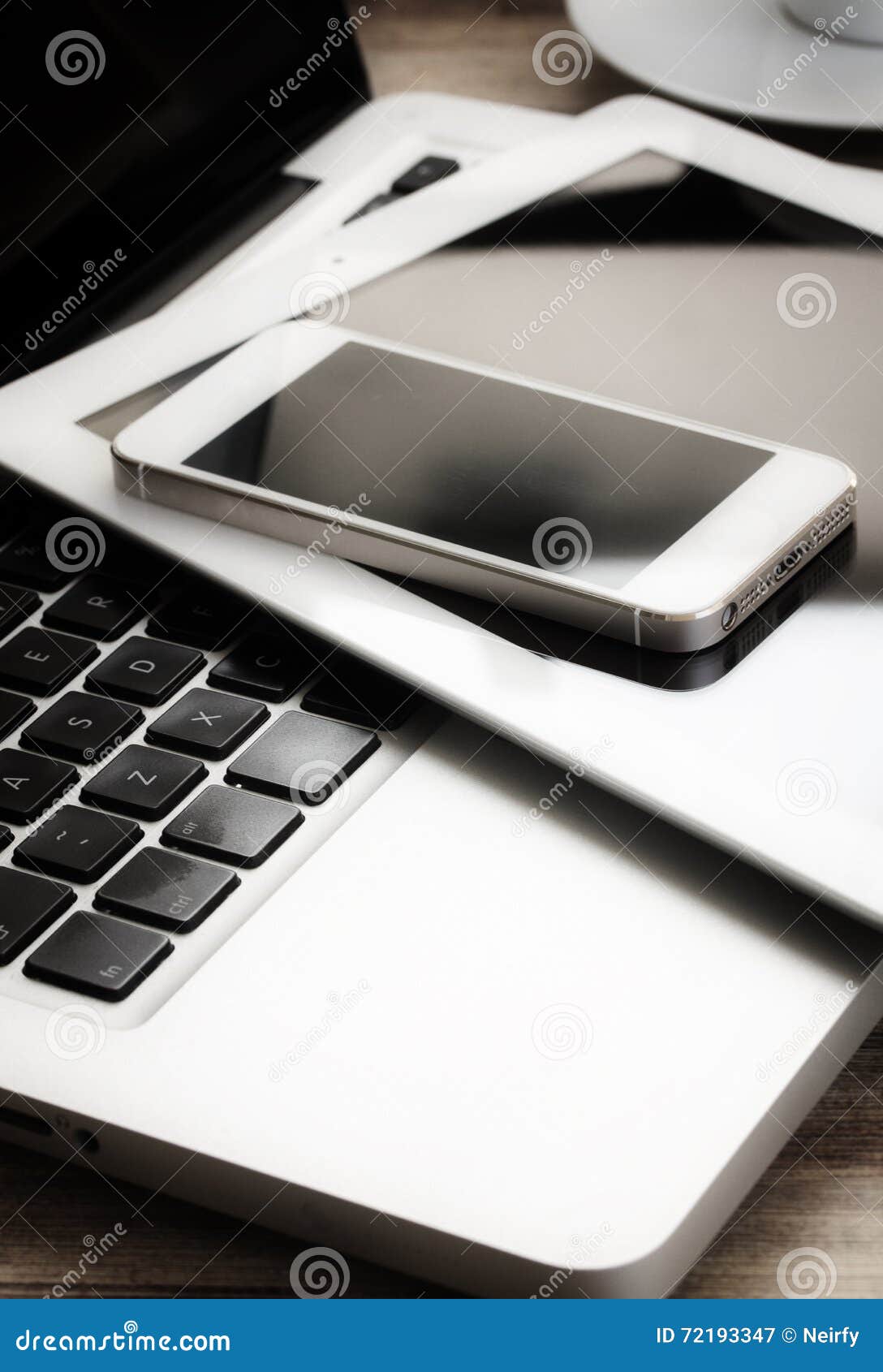 Modern computer devices stock image. Image of desk, tablet - 72193347