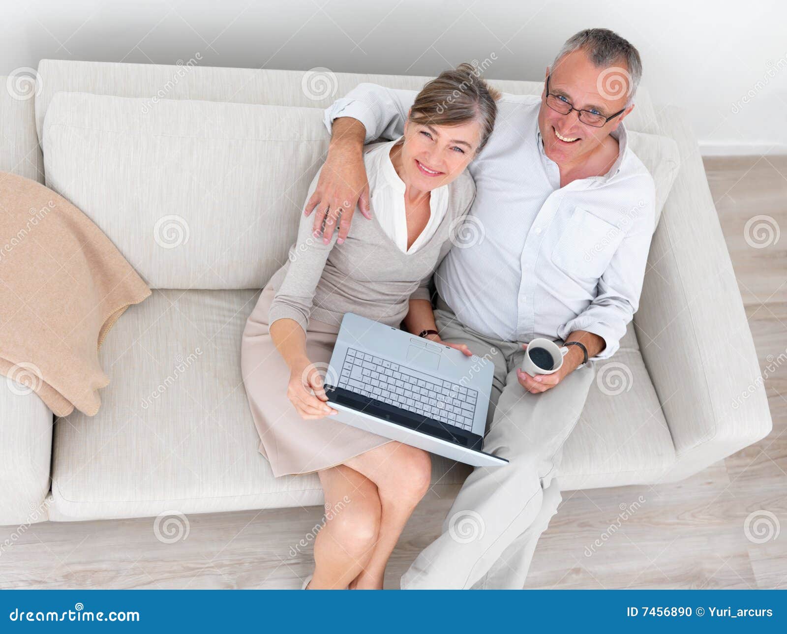 Modern Computer Friendly People Looking Up Stock Photo - Image of male ...