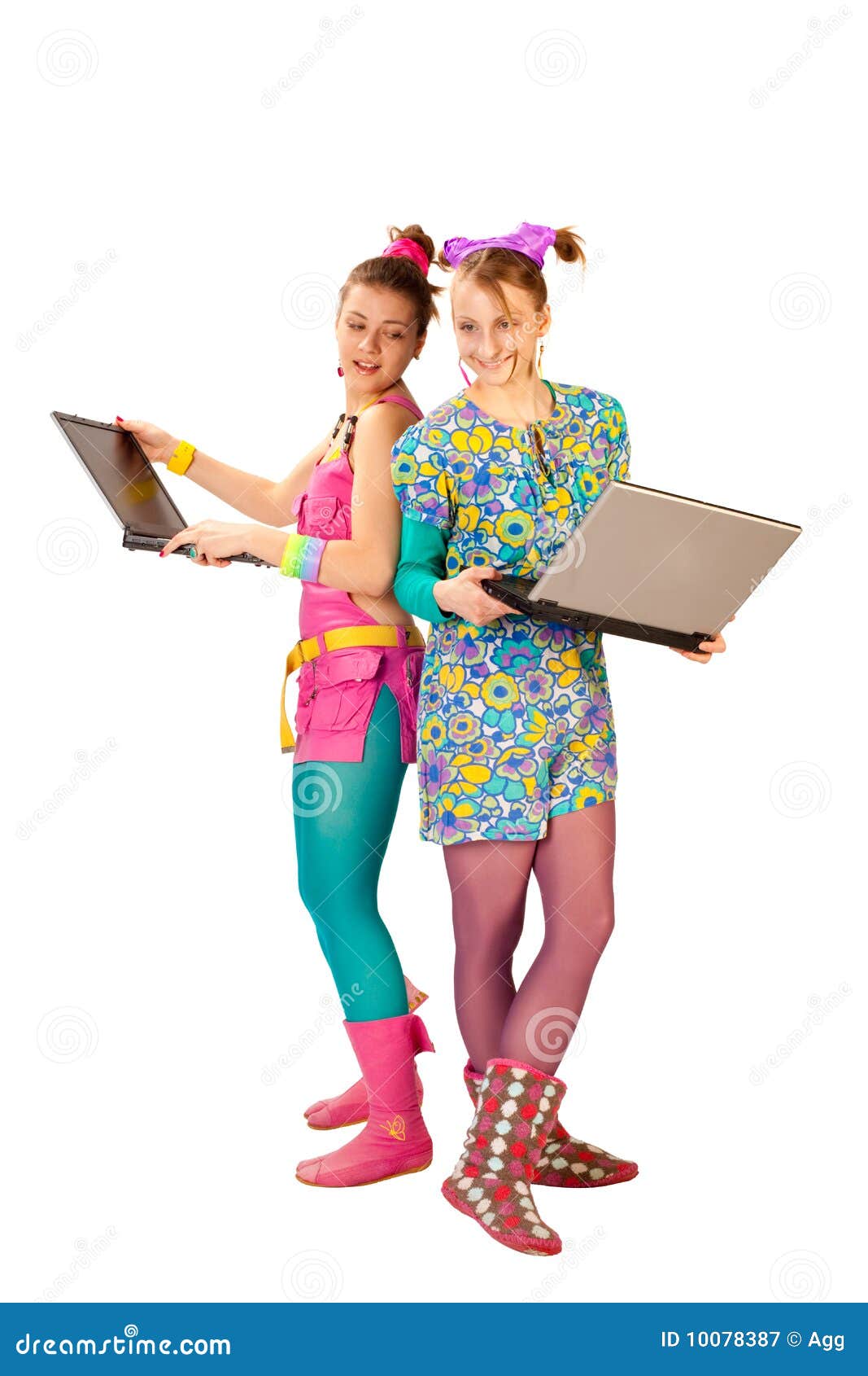 Modern computer girls stock image. Image of girl, communicative - 10078387