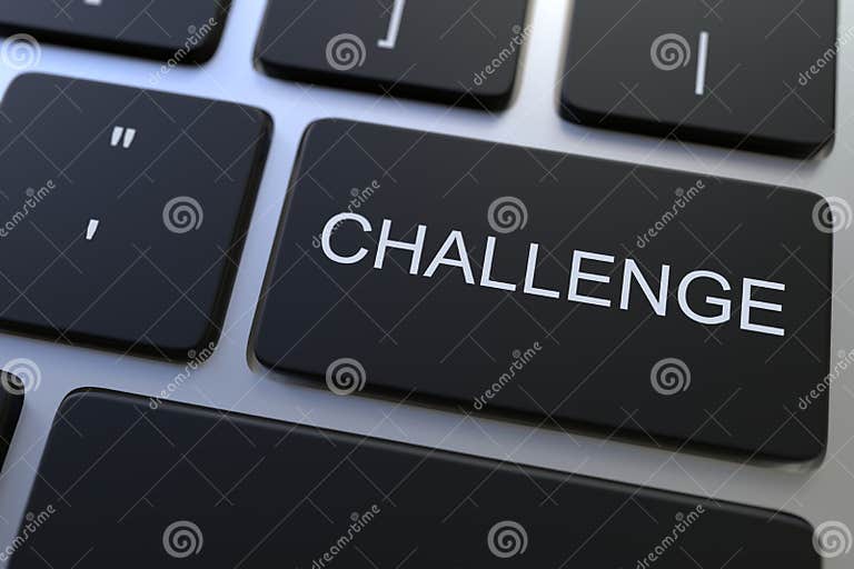 CHALLENGE Key on Computer Keyboard. 3D Rendering Stock Illustration ...