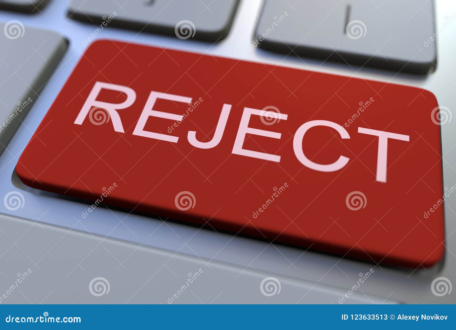 Computer Keyboard Featuring REJECT Key. Conceptual 3D Rendering Stock ...