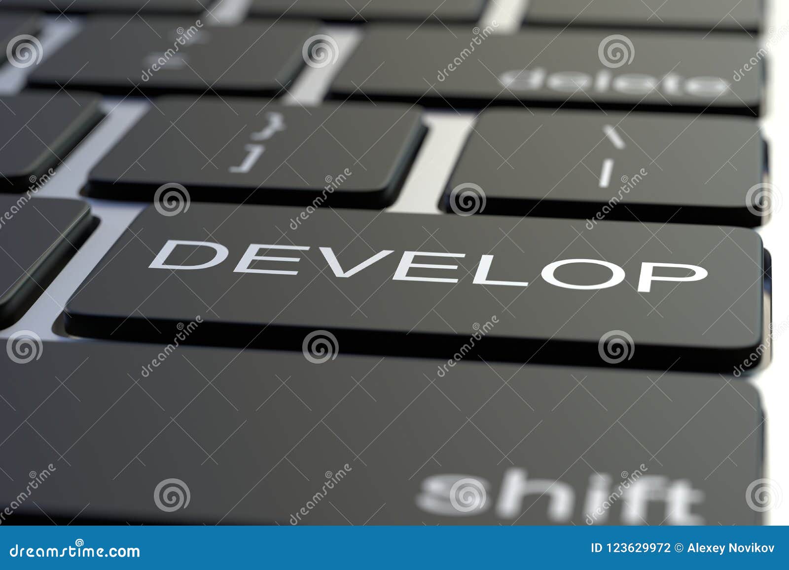 DEVELOP Key on Computer Keyboard. 3D Rendering Stock Illustration ...