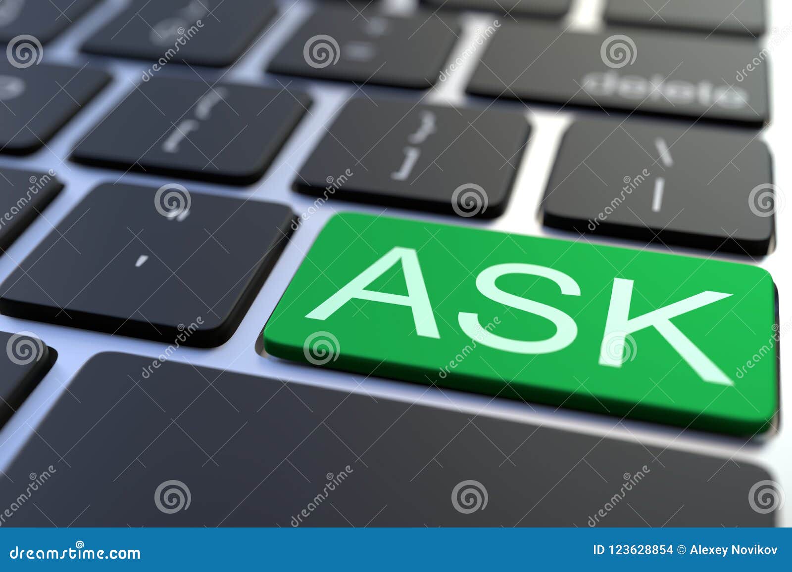 Computer Keyboard Featuring ASK Key. Conceptual 3D Rendering Stock ...