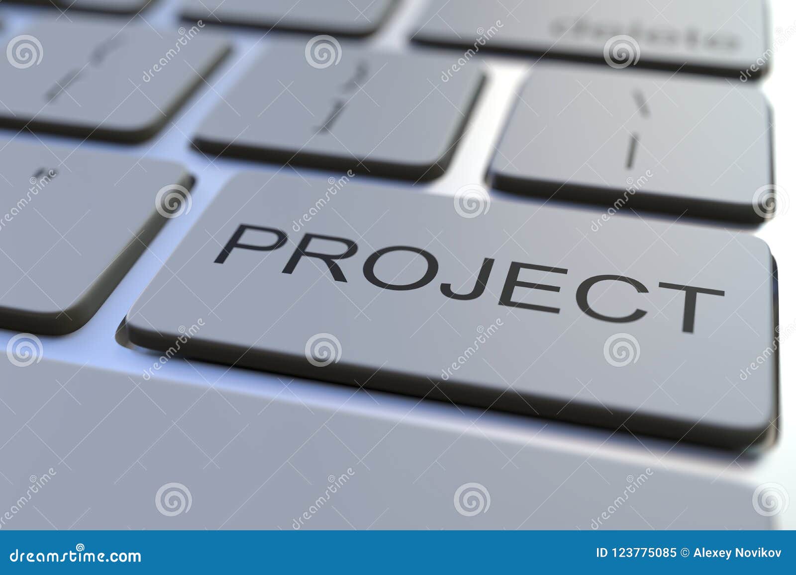 Computer Keyboard Featuring PROJECT Key. Conceptual 3D Rendering Stock ...