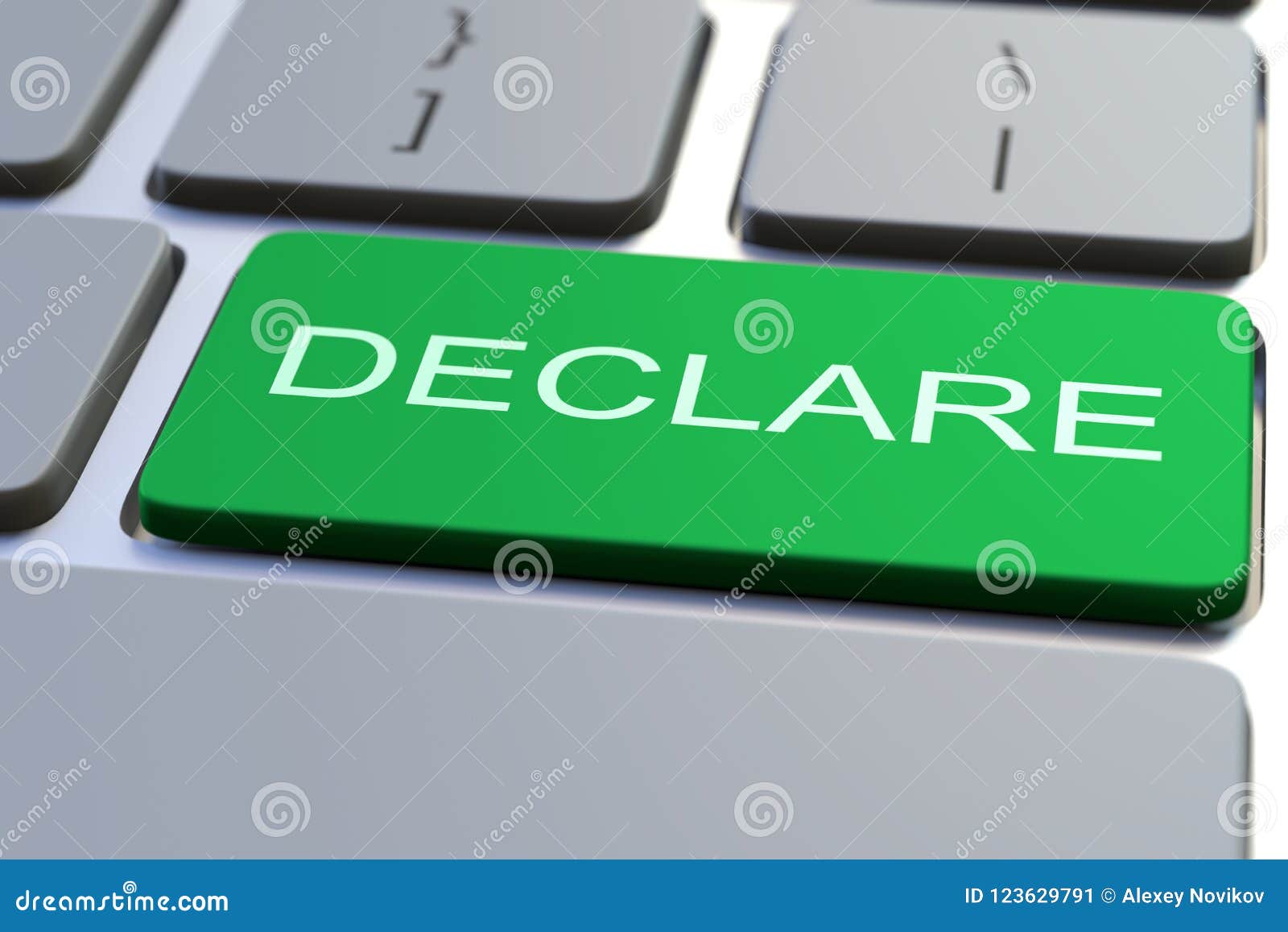 Modern Computer Keyboard with DECLARE Button. 3D Rendering Stock ...