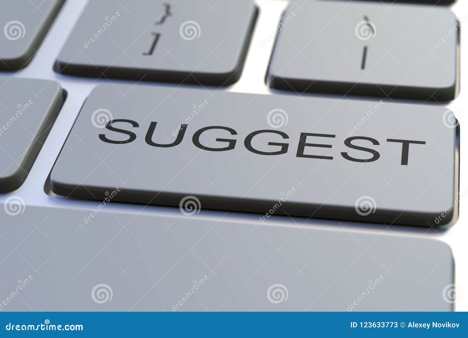 Modern Computer Keyboard with SUGGEST Button. 3D Rendering Stock ...