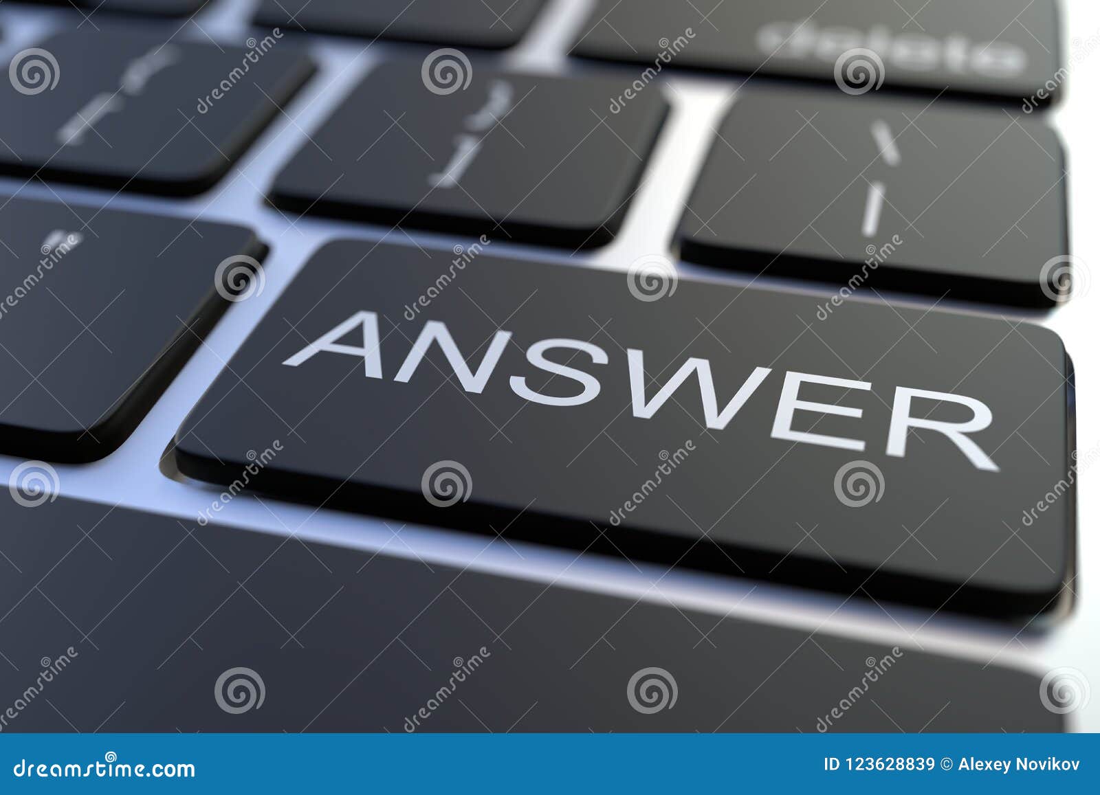 Modern Computer Keyboard with ANSWER Button. 3D Rendering Stock Image ...