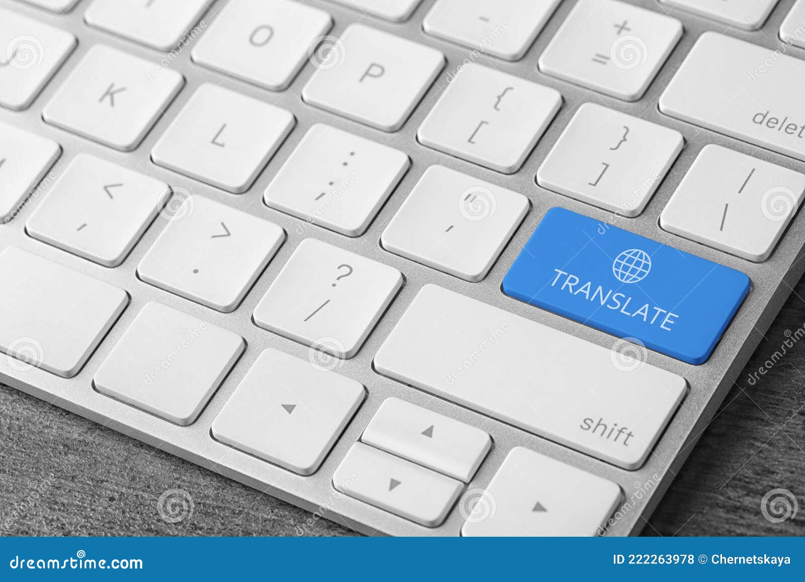 Modern Computer Keyboard with Button for Quick Translation, Closeup ...