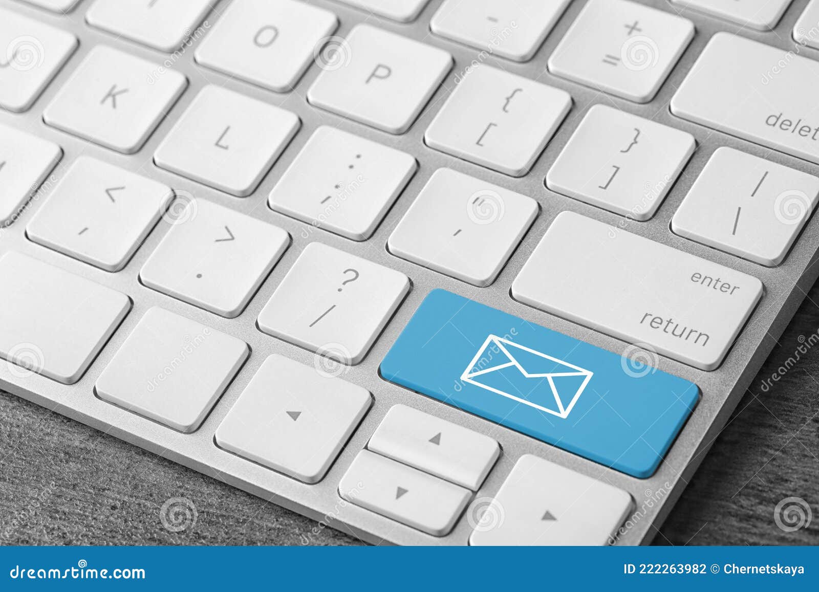 Modern Computer Keyboard with Envelope Sign on Button, Closeup View ...