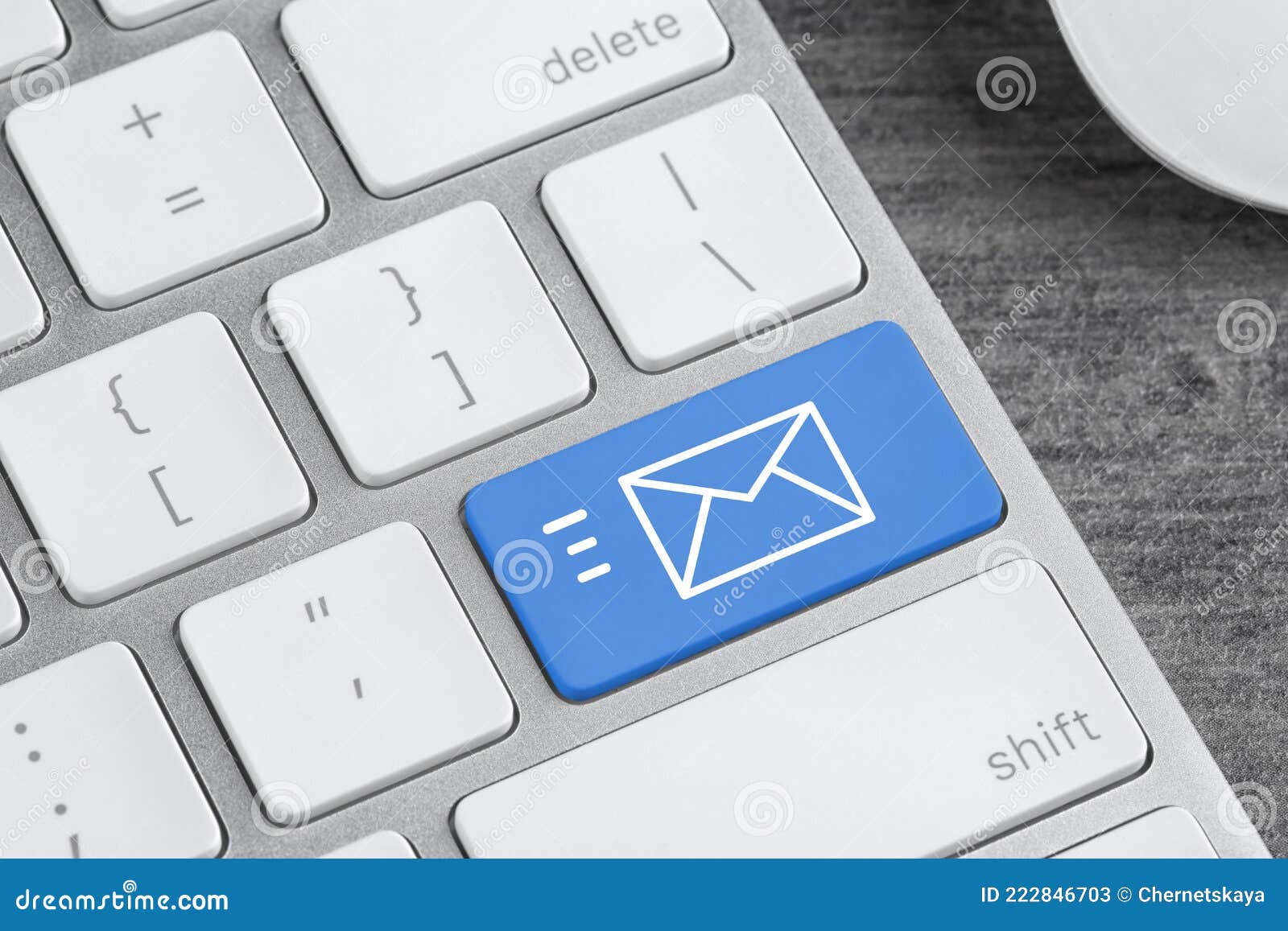 Modern Keyboard with Envelope Sign on Button, Closeup View. Sending ...