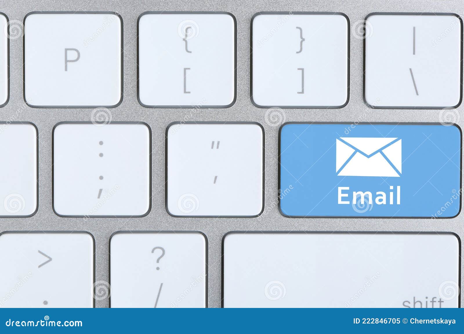 Modern Keyboard with Envelope Sign on Button, Top View. Sending Email ...