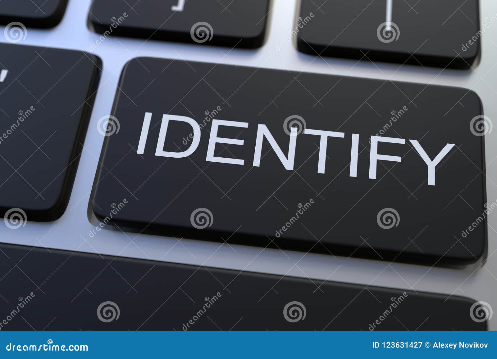 Modern Computer Keyboard with IDENTIFY Button. 3D Rendering Stock Image ...