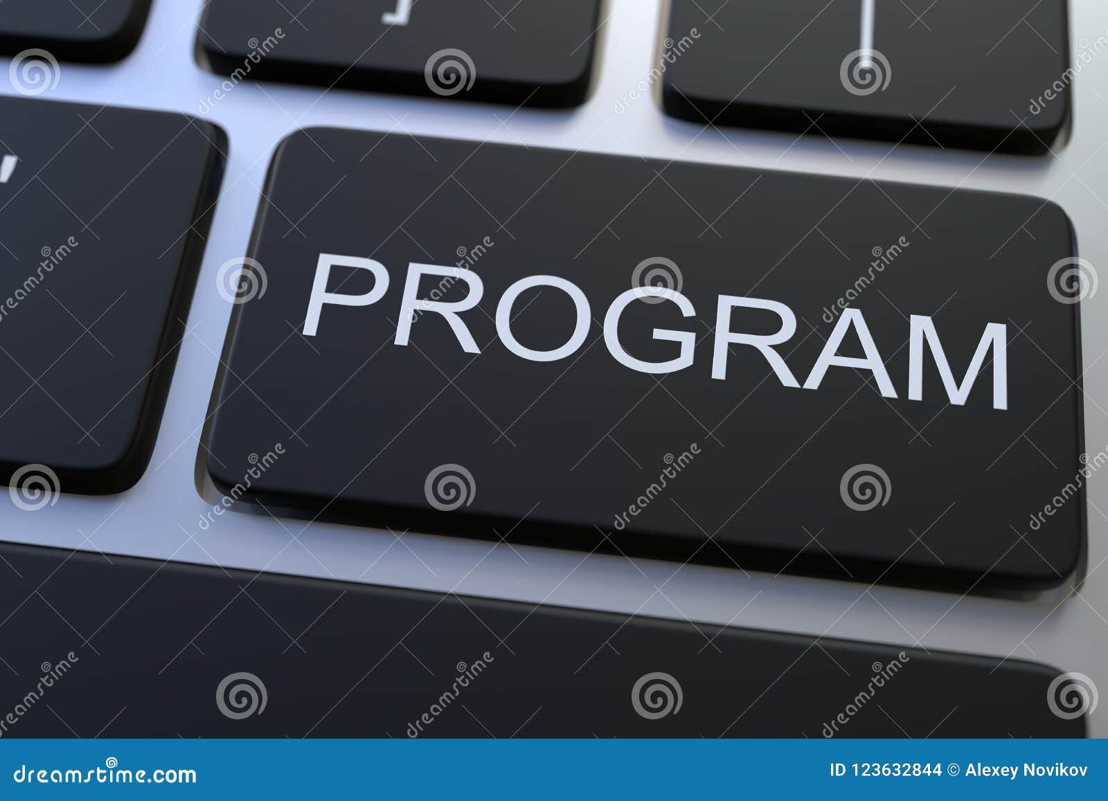 Modern Computer Keyboard with PROGRAM Button. 3D Rendering Stock ...