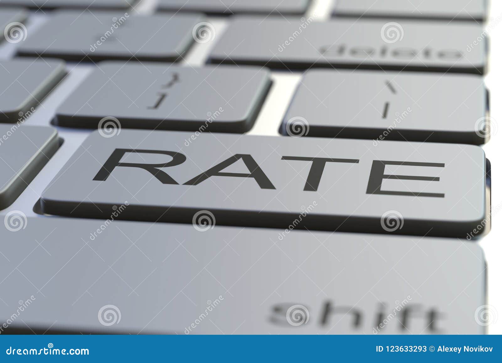 Modern Computer Keyboard with RATE Button. 3D Rendering Stock ...