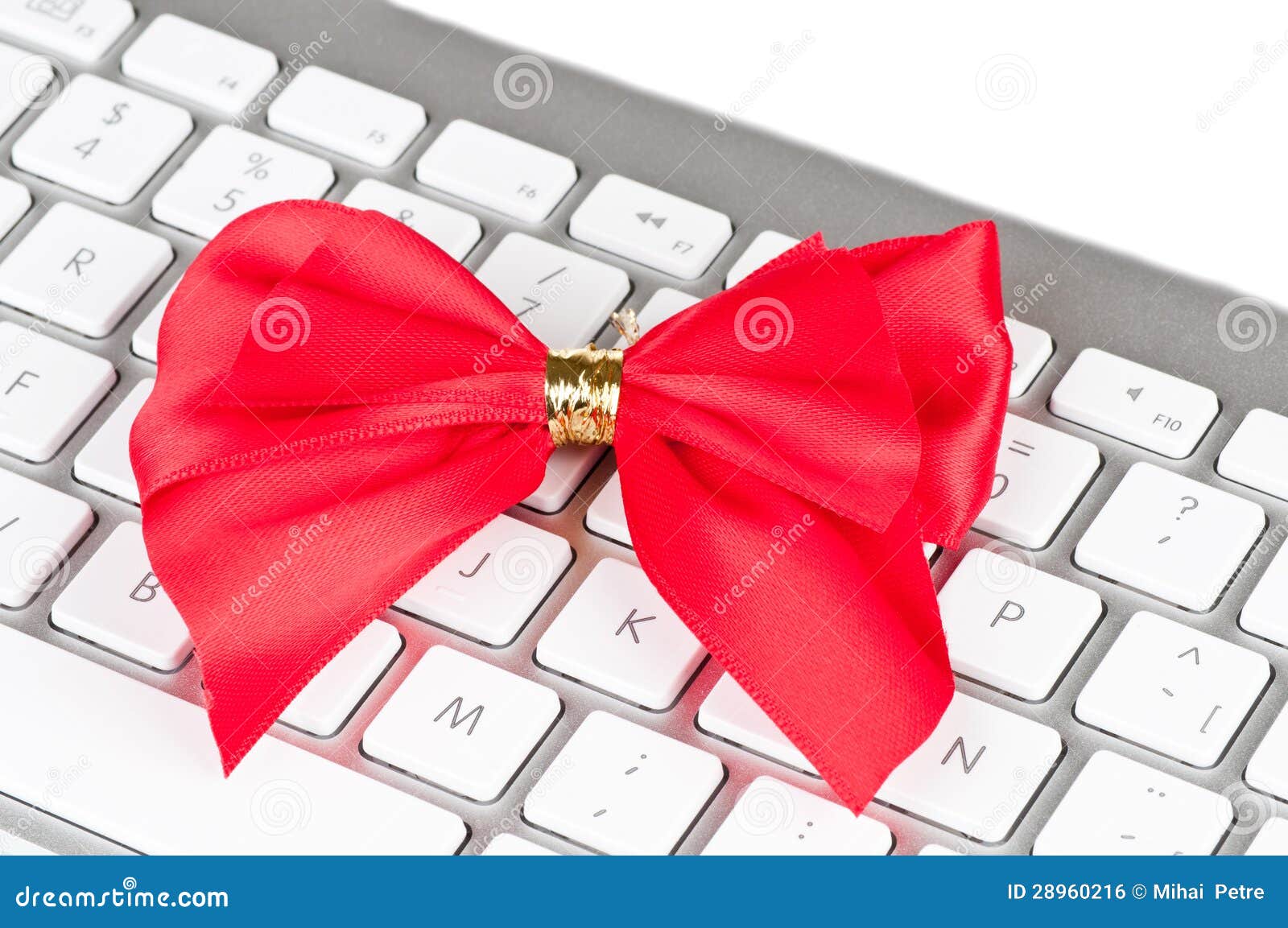 Modern Computer Keyboard with Red Bow. Stock Photo - Image of computer ...