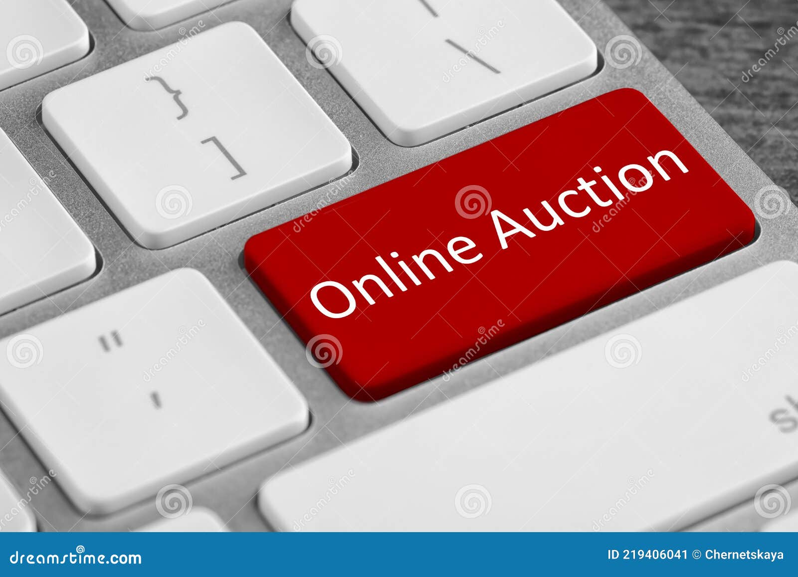 Modern Computer Keyboard with Text Online Auction on Button, Closeup ...