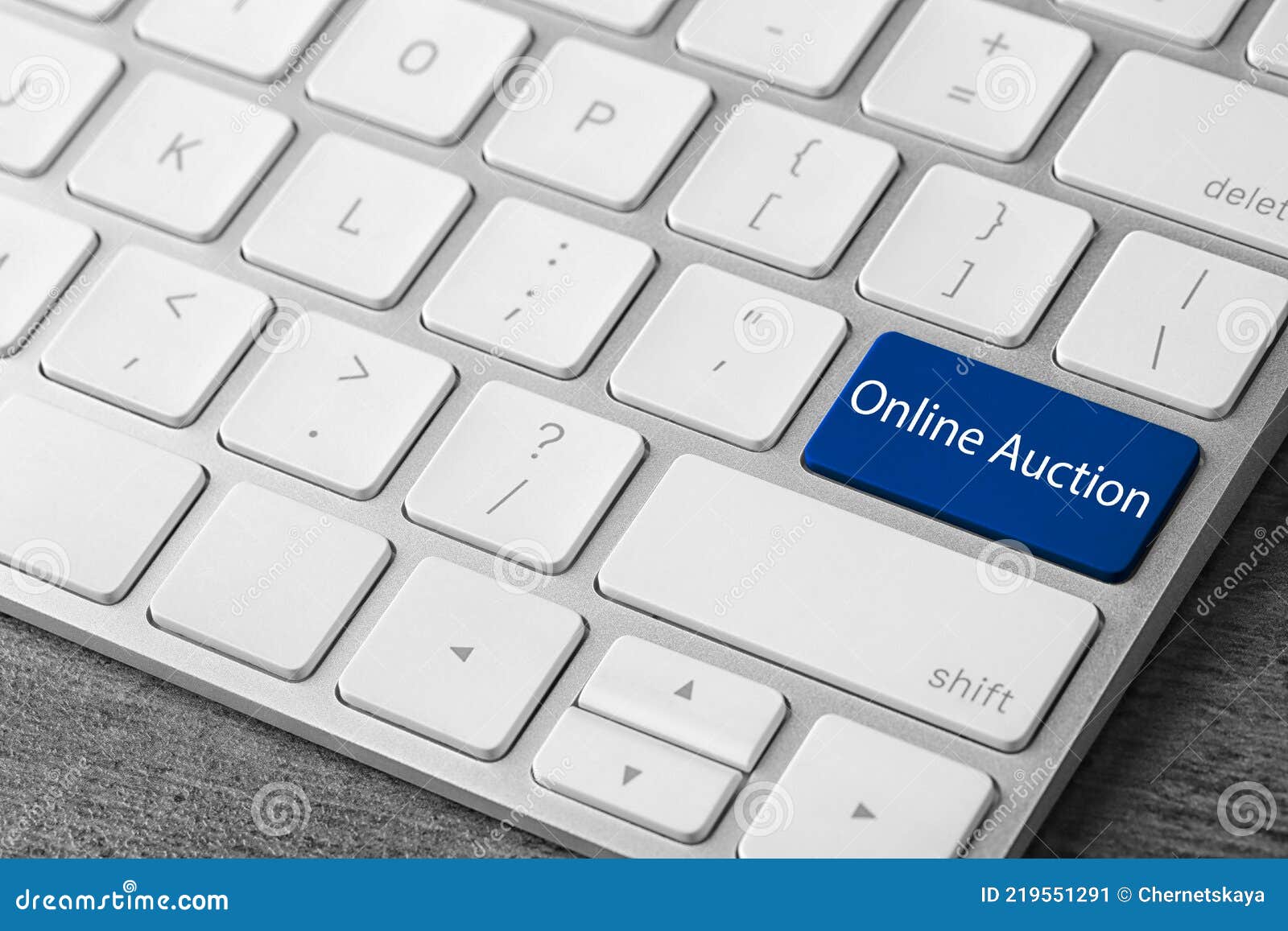 Modern Computer Keyboard with Text Online Auction on Button, Closeup ...